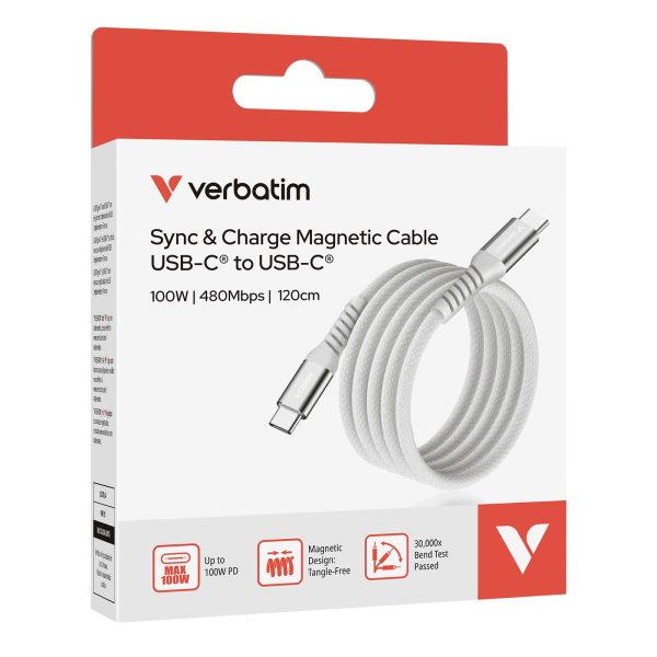 Verbatim Sync & Charge Magnetic Cable 100W USB-C to USB-C 120cm